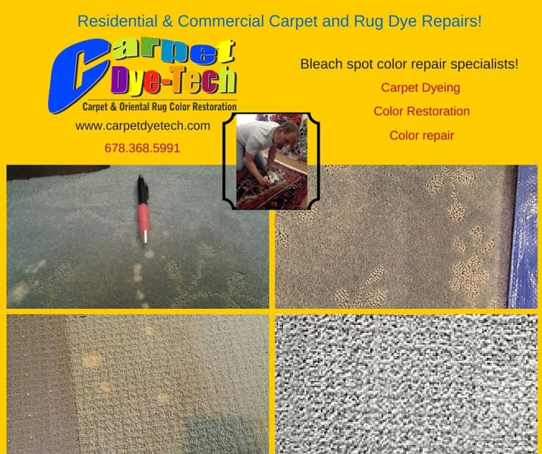 Bleach Damaged Stain Recolor Carpet Repair - Carpet Dye-Tech | Atlanta ...